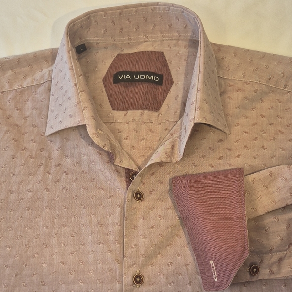 Via Uomo | Shirts | Via Uomo Mauve Mens Textured Long Sleeve Dress ...